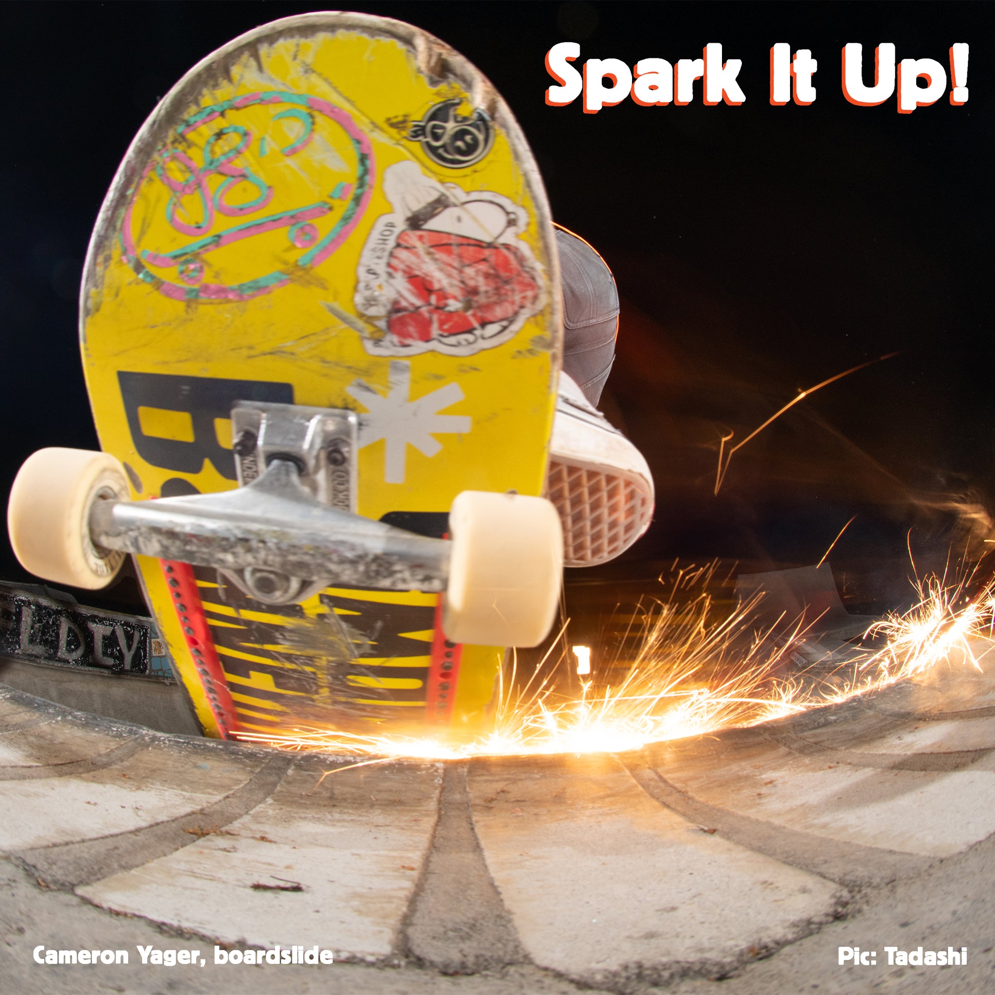 Rail Devils sparking skateboard rails by Tail Devil